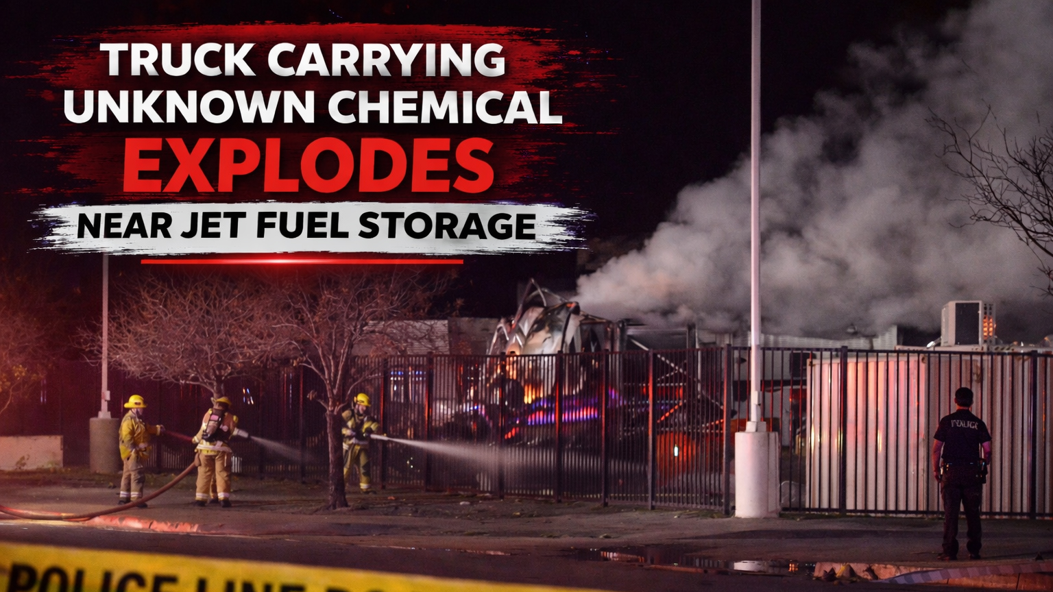 Truck Carrying Unknown Chemical Explodes Near Jet Fuel Storage – ONSCENE.TV